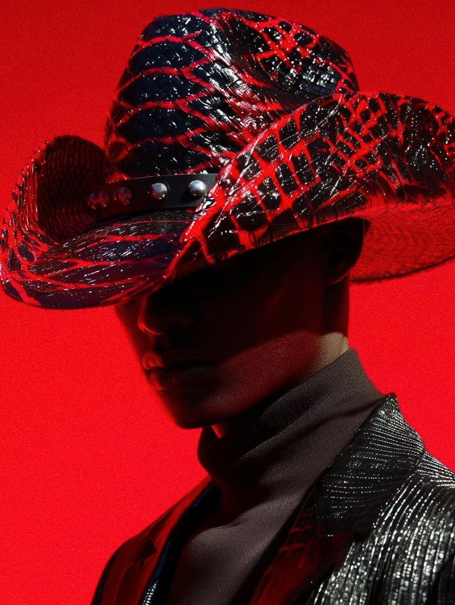 PRE-ORDER JUNE 2026 RED ALLIGATOR SKIN COWBOY HAT – SWAMP HATZ